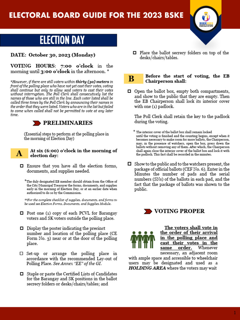 Electoral Board Manual | PDF | Voting | Elections