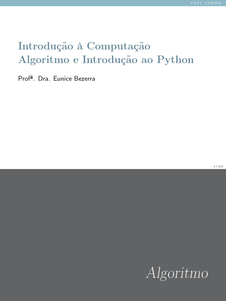 Introdução à Computação - Algoritmo e Introdução Ao Python | PDF ...