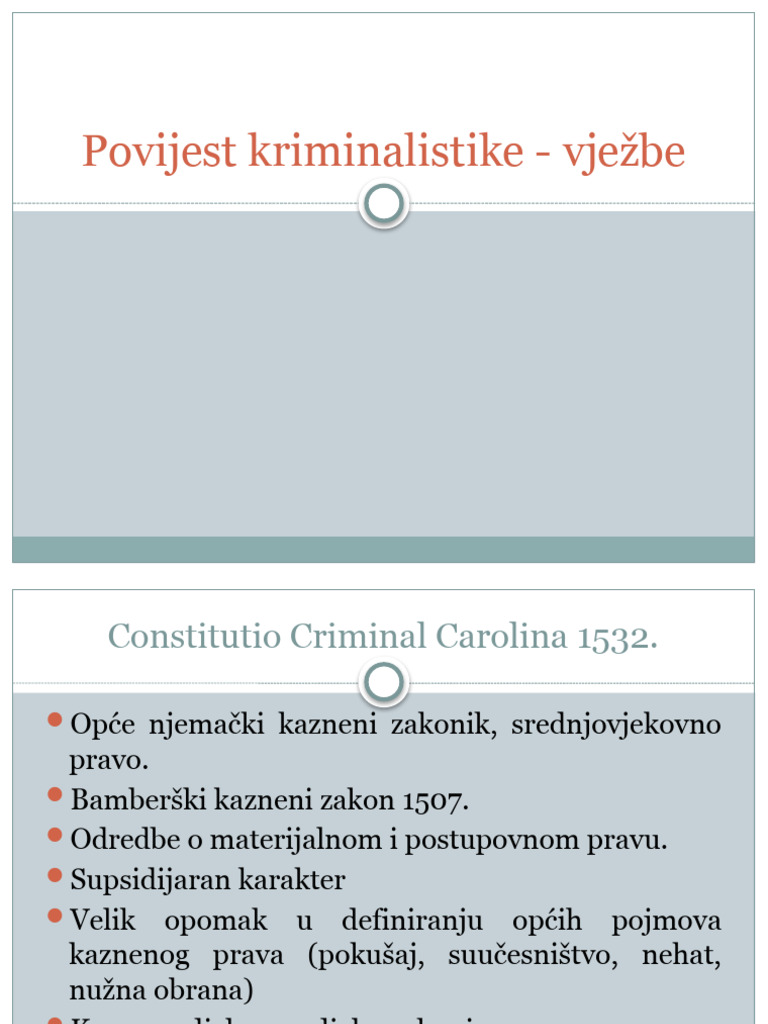 Povijest Kriminalistike - Vježbe | PDF