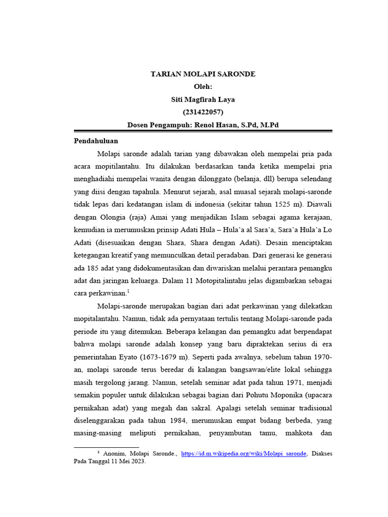 TARIAN MOLAPI SARONDEeeee | PDF