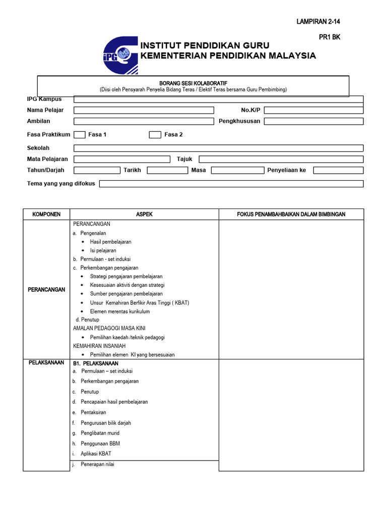 K - Borang Kolaboratif | PDF