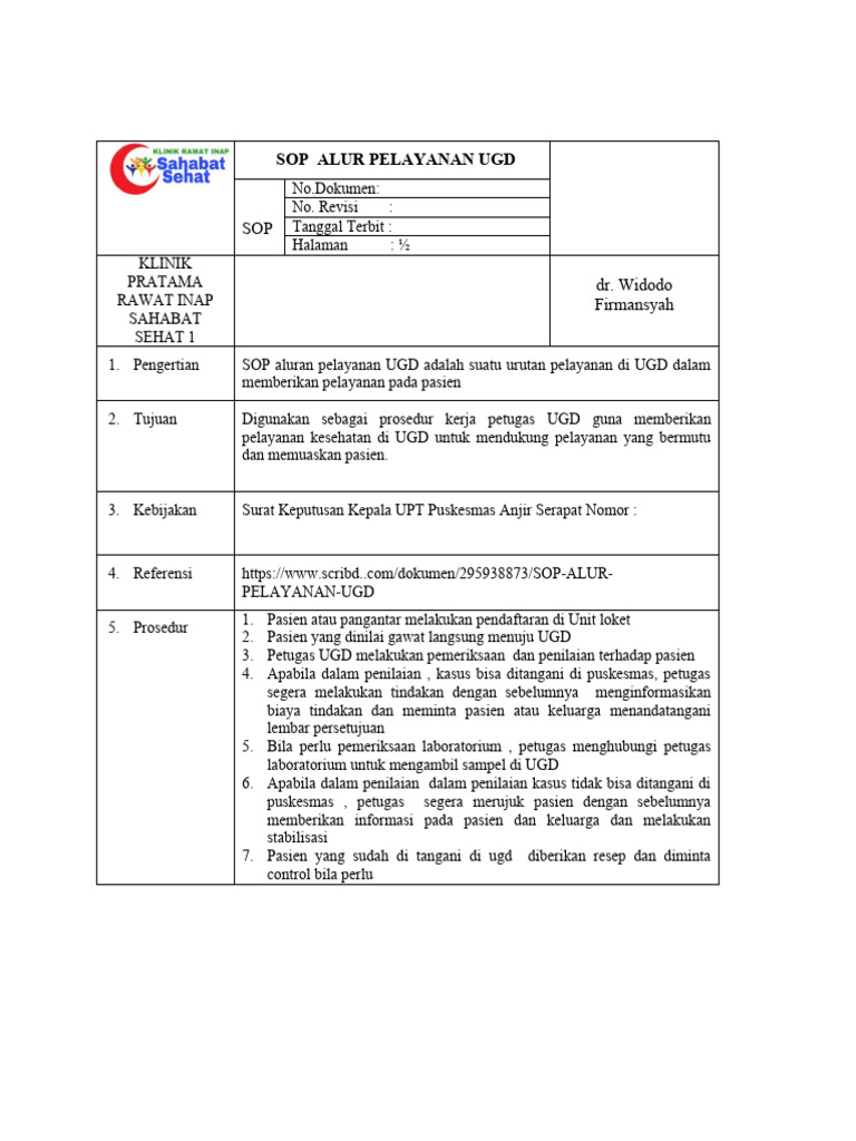 SOP Alur Pelayanan UGD | PDF