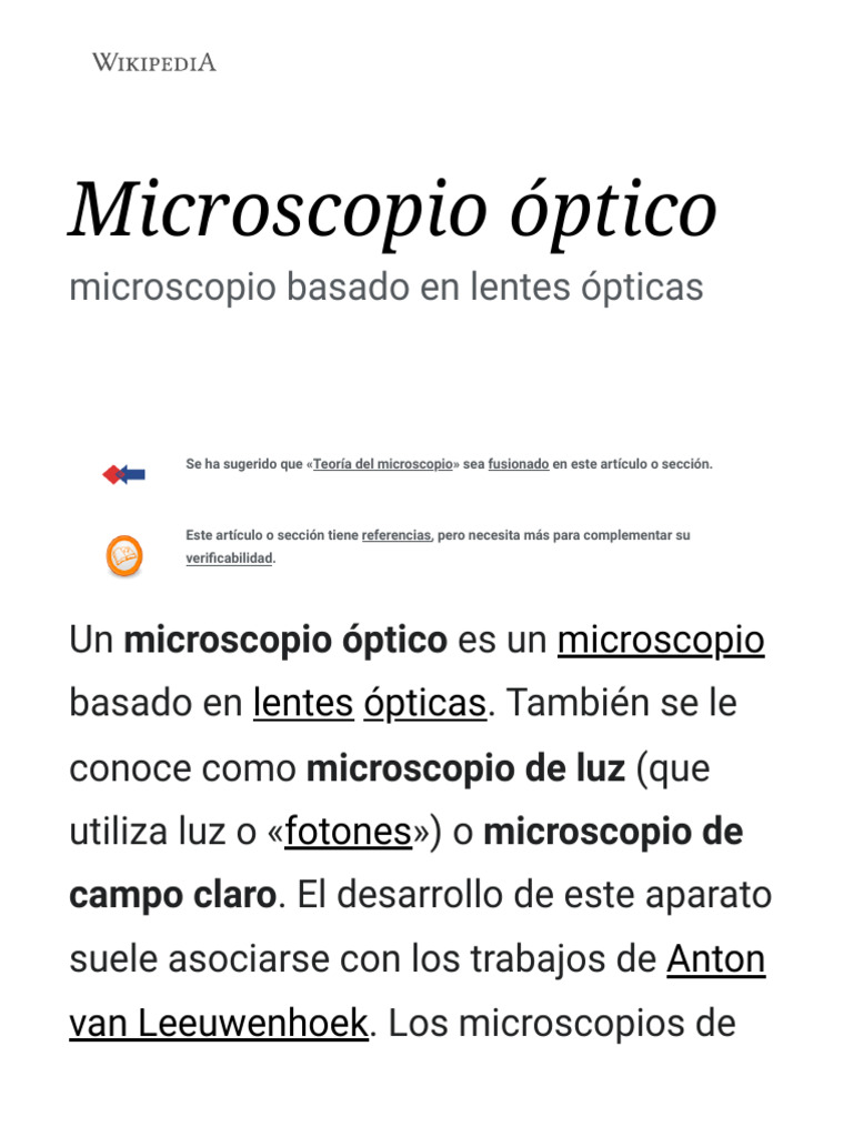 Partes y Funciones del Microscopio Óptico | PDF | Lente de la cámara ...