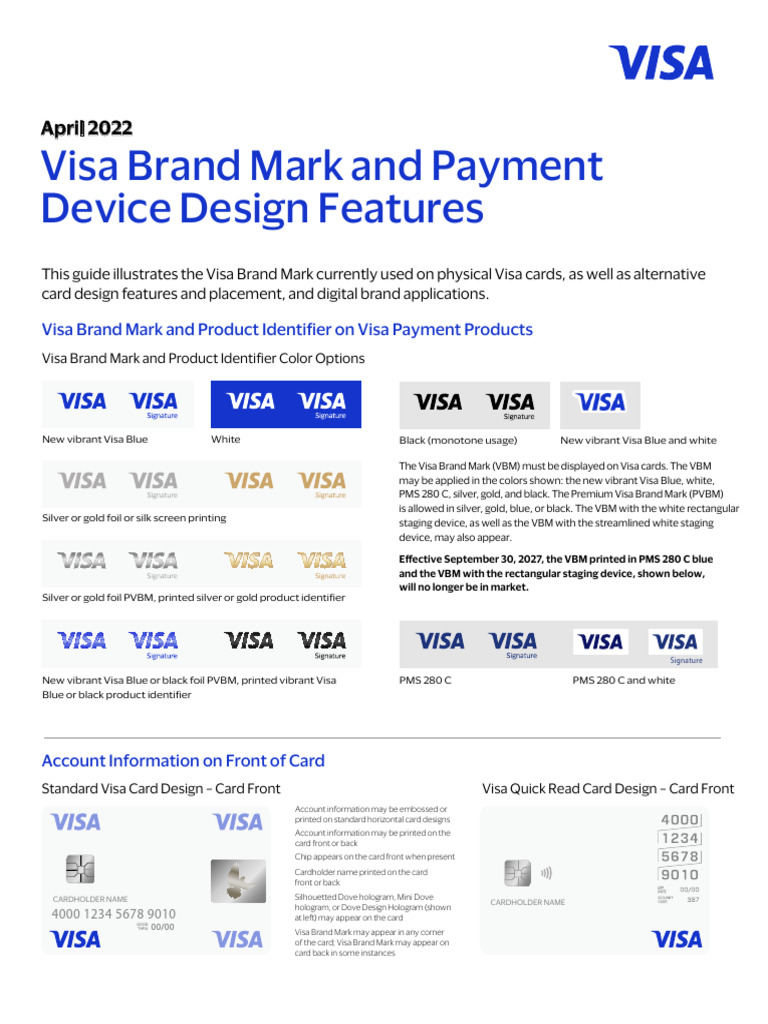 Visa Brand Mark and Payment Device Design Features | PDF | Visa Inc ...