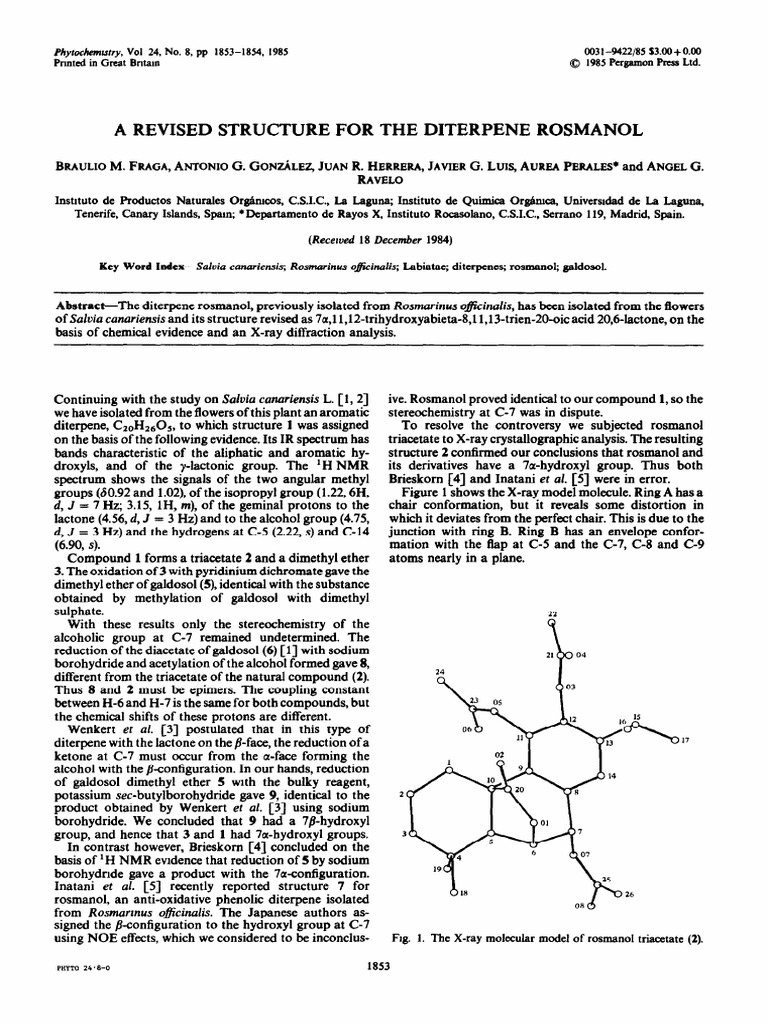 A Revised Structure of Rosmanol 1985 | PDF | Methyl Group | Redox
