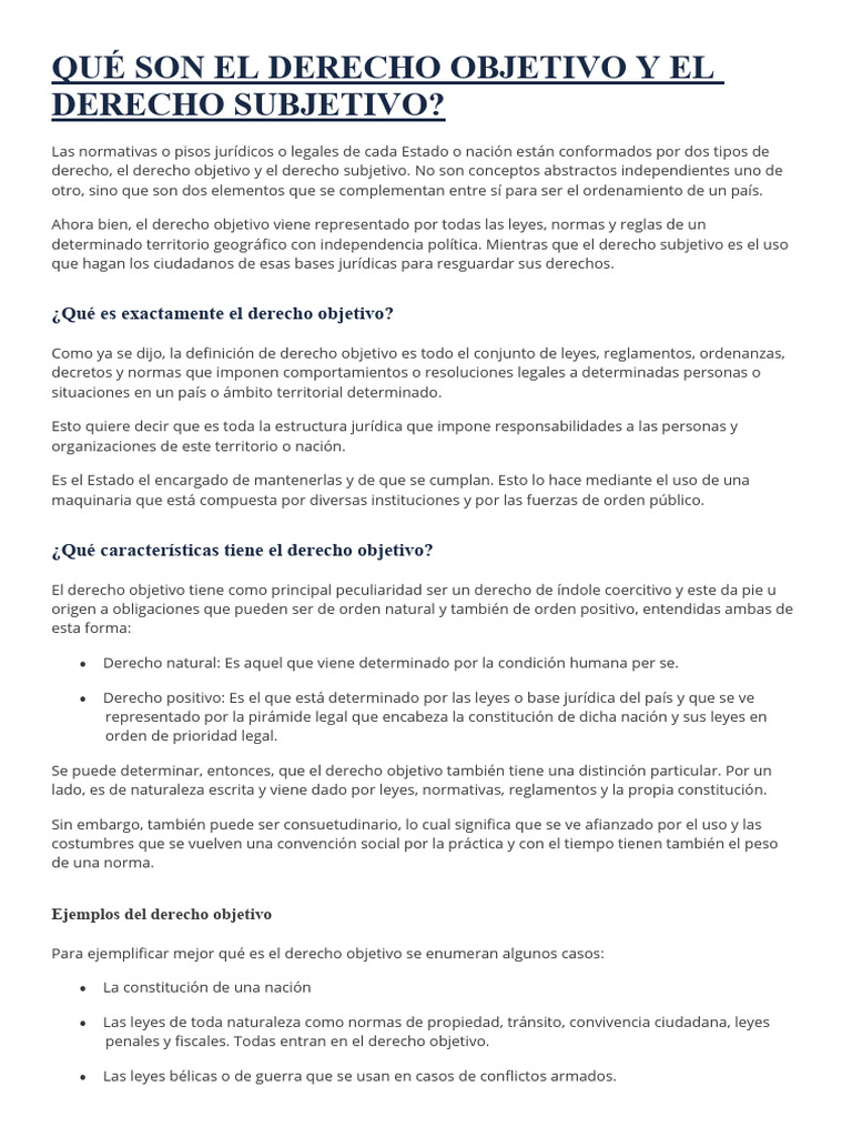Qué Son El Derecho Objetivo y El Derecho Subjetivo | PDF