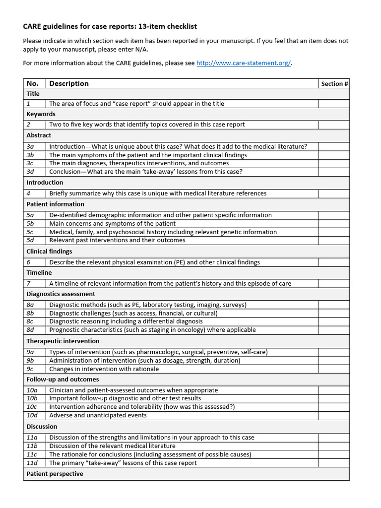 CARE Checklist | PDF