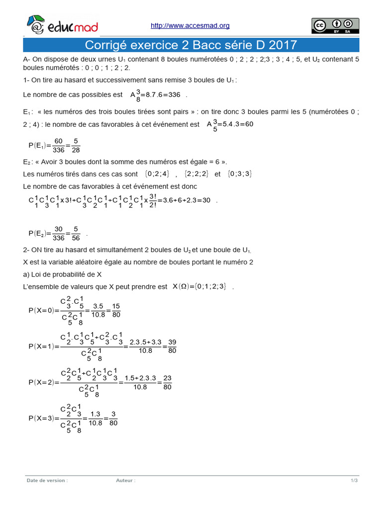 CorrigéBaccD2017 Exo2 | PDF