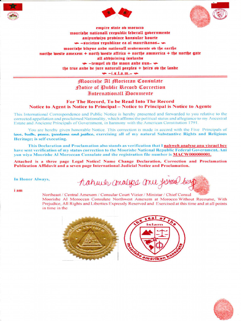 Moorish Nationality Declaration | PDF | Common Law | Justice