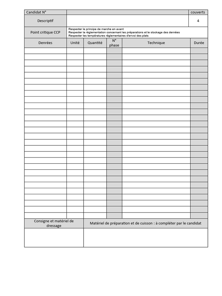 Fiche Technique Vierge Examen | PDF
