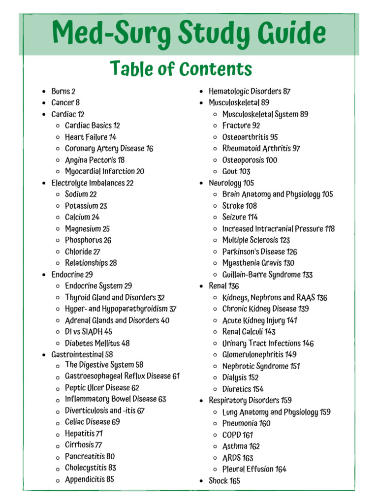 Comprehensive Med-Surg Study Guide | PDF | Heart Valve | Ventricle (Heart)