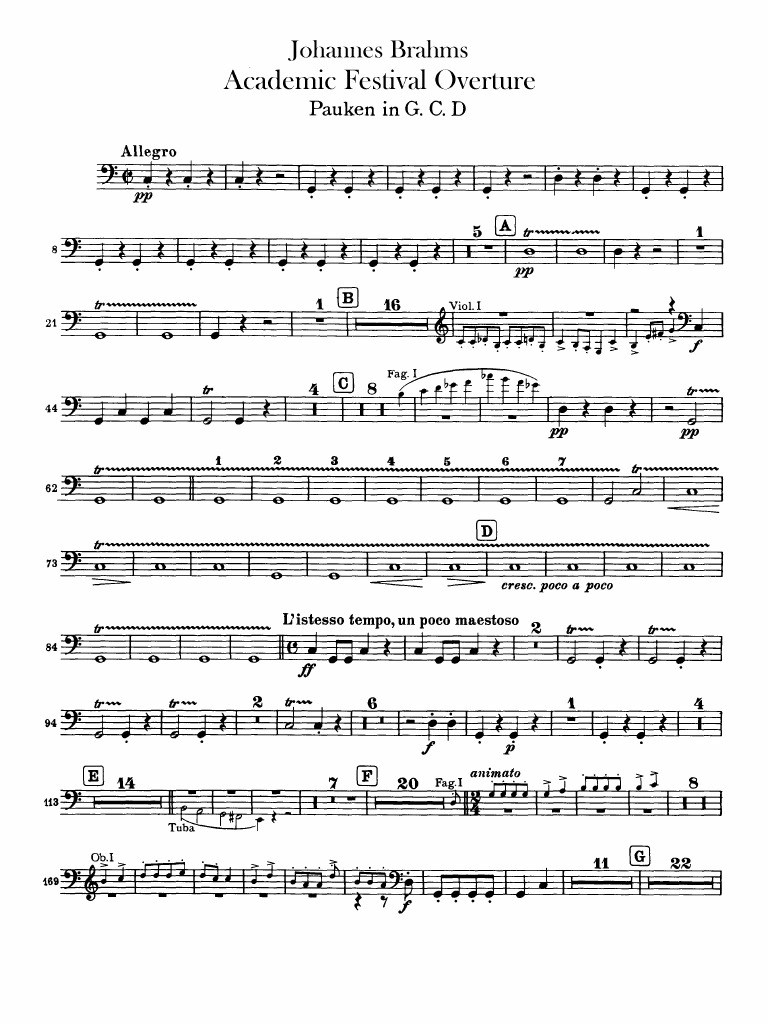 22 - Brahms - Academic Festival Overture - Timp | PDF 22 - Brahms - Academic Festival Overture - Timp | PDF