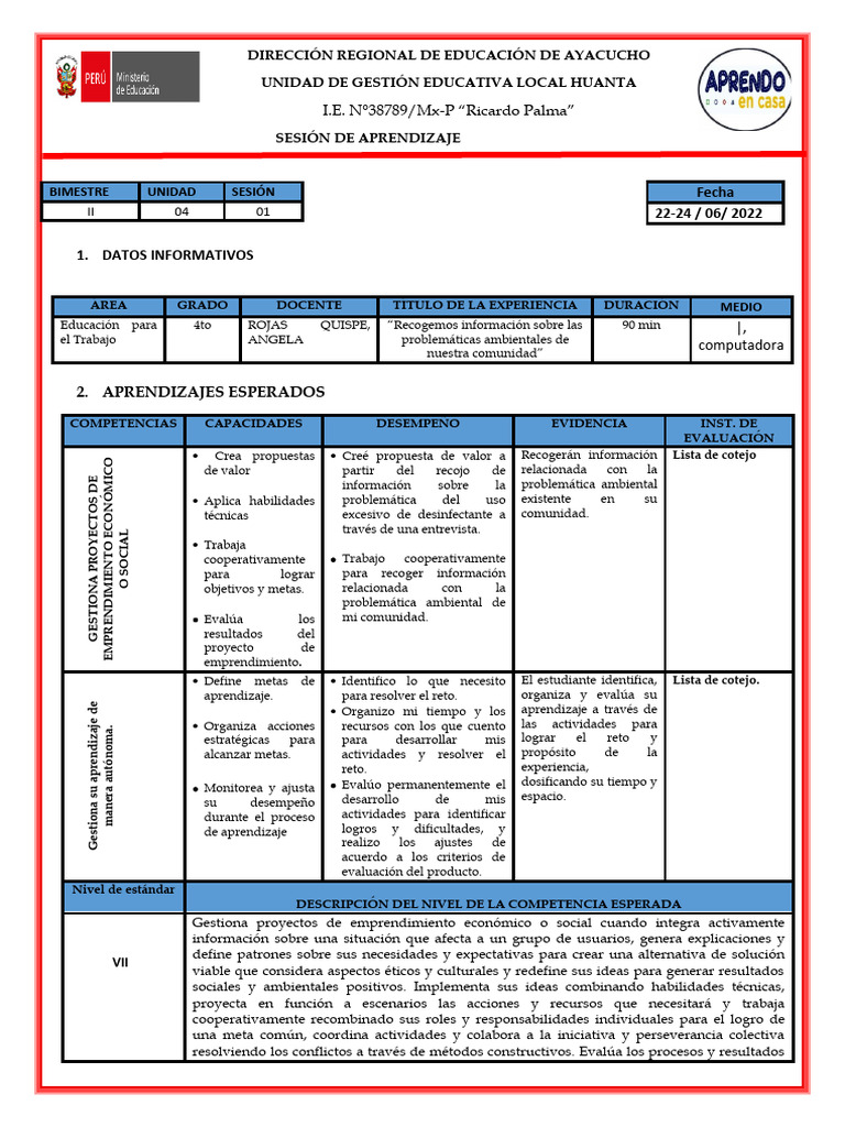 (3y4) 4 Sesión de Ept #1 | PDF | Aprendizaje | Iniciativa empresarial