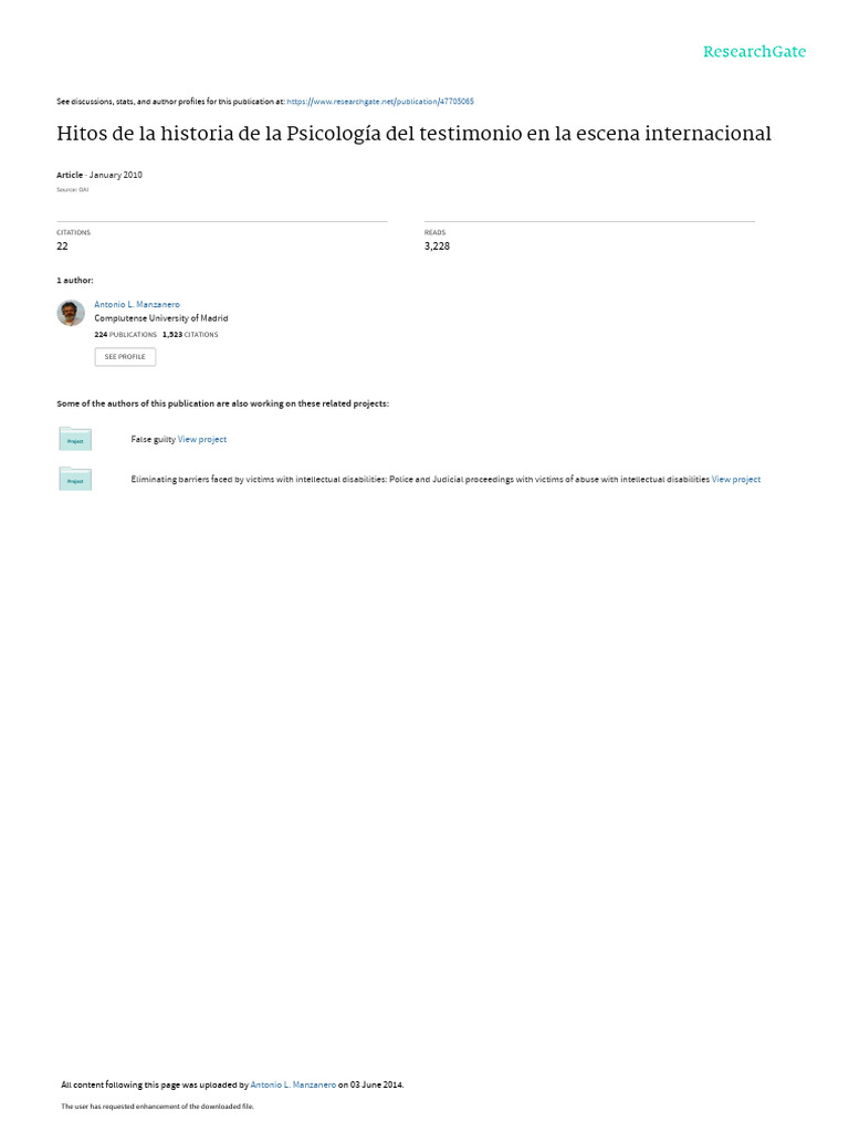 Hitos_de_la_historia_de_la_Psicologia_del_testimon | PDF | Ciencias del ...