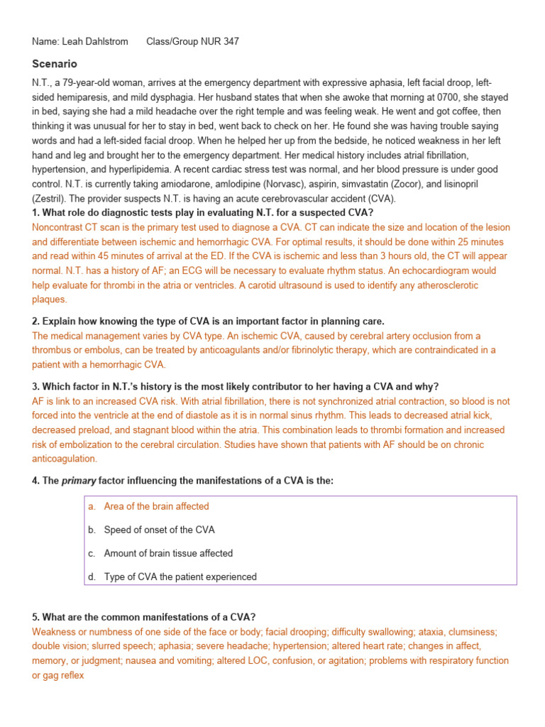 Nur 347 Cva Case Study | PDF