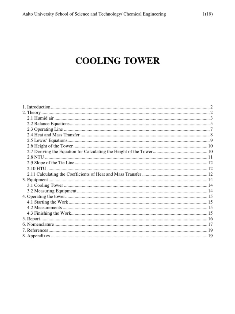 Analysis Of Cooling Tower Performance Through Theoretical Calculations