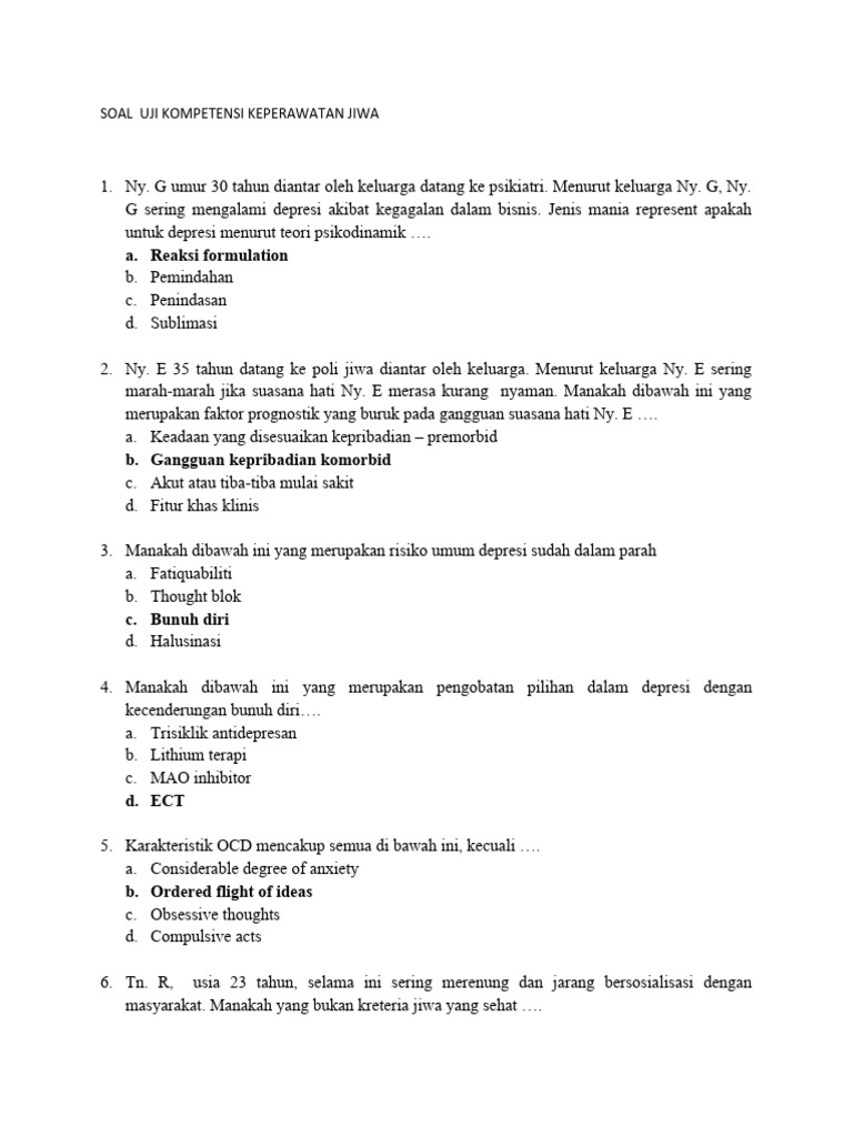 Soal Ukom Kep Jiwa Dari Pak Junai | PDF