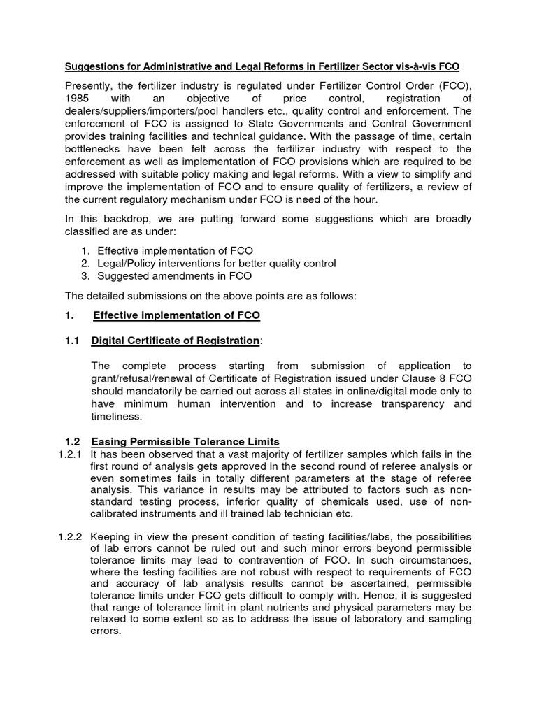 FCO 1985 Analysis | PDF | Laboratories | Fertilizer