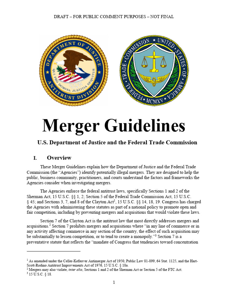 FTC Merger Guidelines | PDF