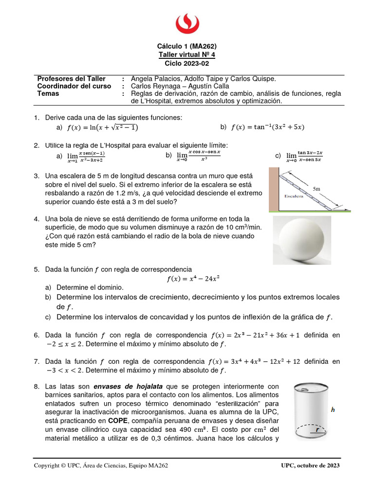 MA262 2023 02 Taller 04 | PDF