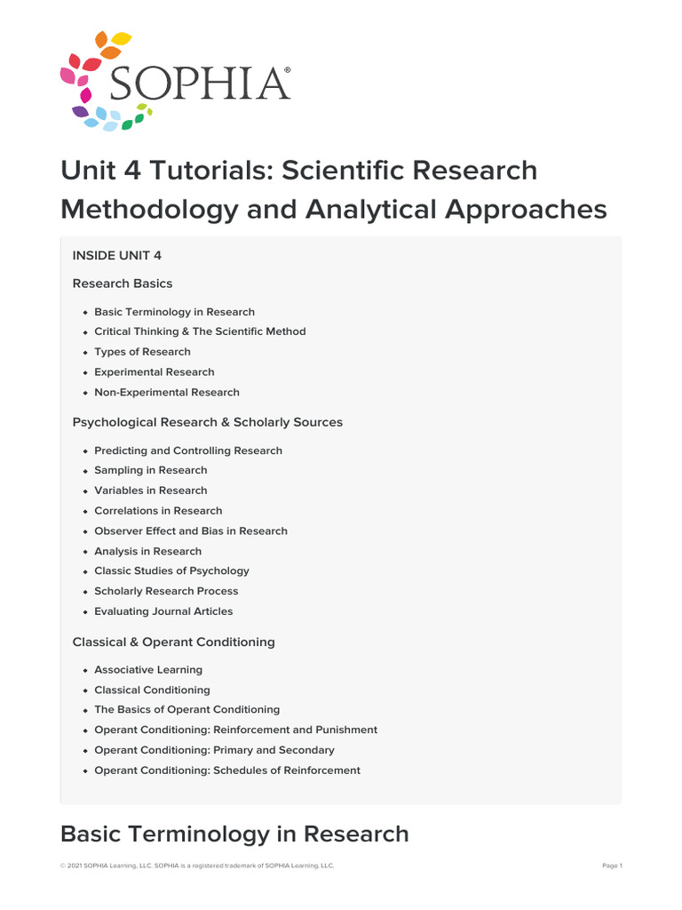 unit-4-tutorials-scientific-research-methodology-and-analytical-approaches | PDF