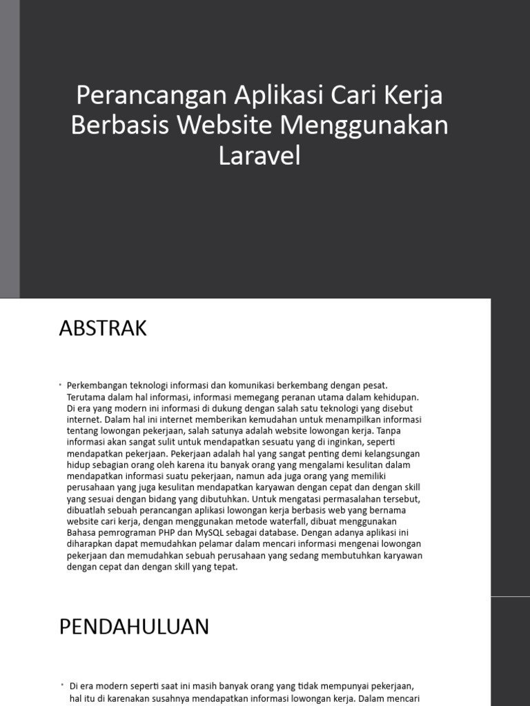 Perancangan Aplikasi Cari Kerja Berbasis Website Menggunakan Laravel | PDF