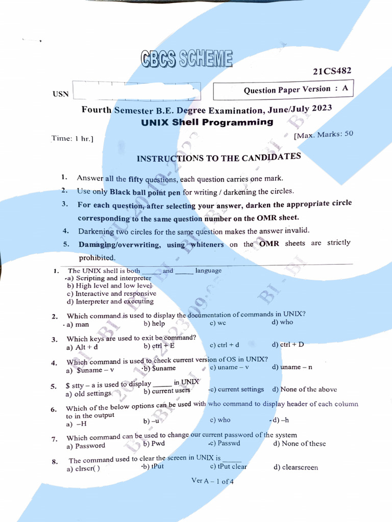21CS482 USP Question Paper - Watermark | PDF | Computer File | Directory (Computing)