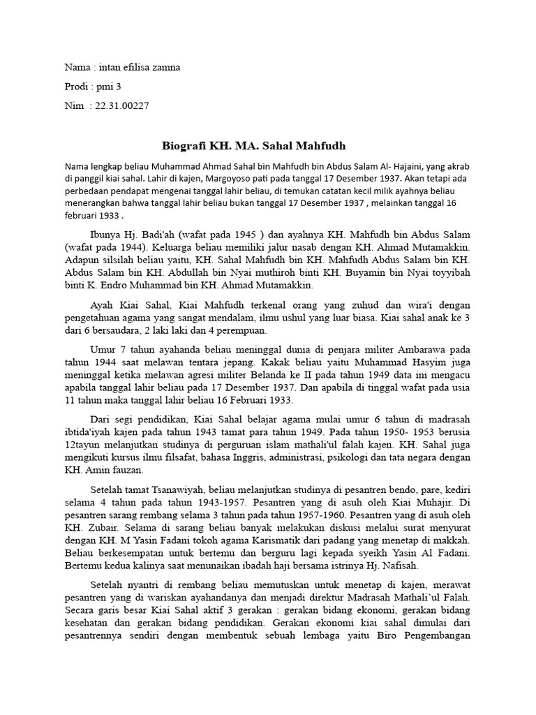Biografi Mbah Sahal | PDF
