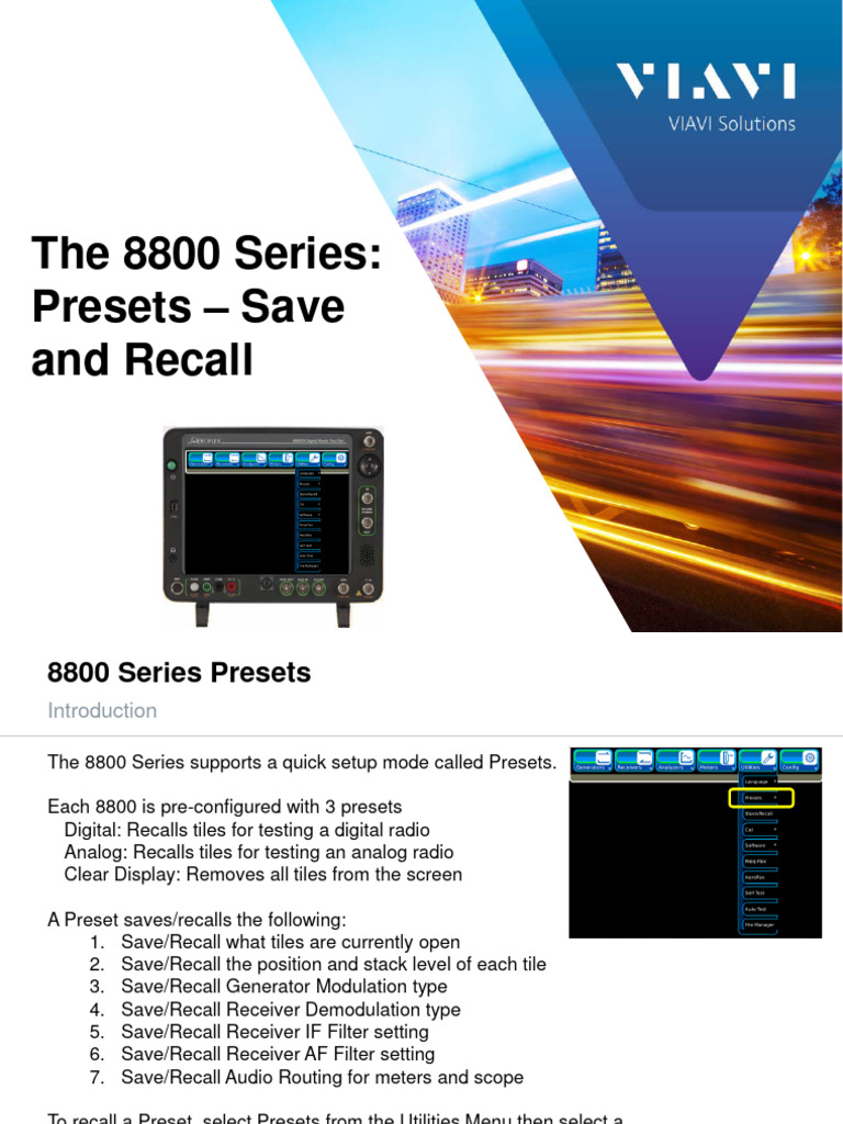 8800SX Using Presets | PDF