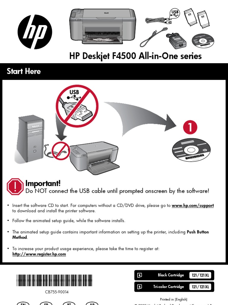 HP Deskjet F4500 All-in-One Series: Start Here | PDF | Software ...