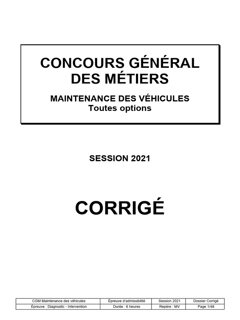 CGM MV Dossier Corrige Principal V Dif Copie | PDF