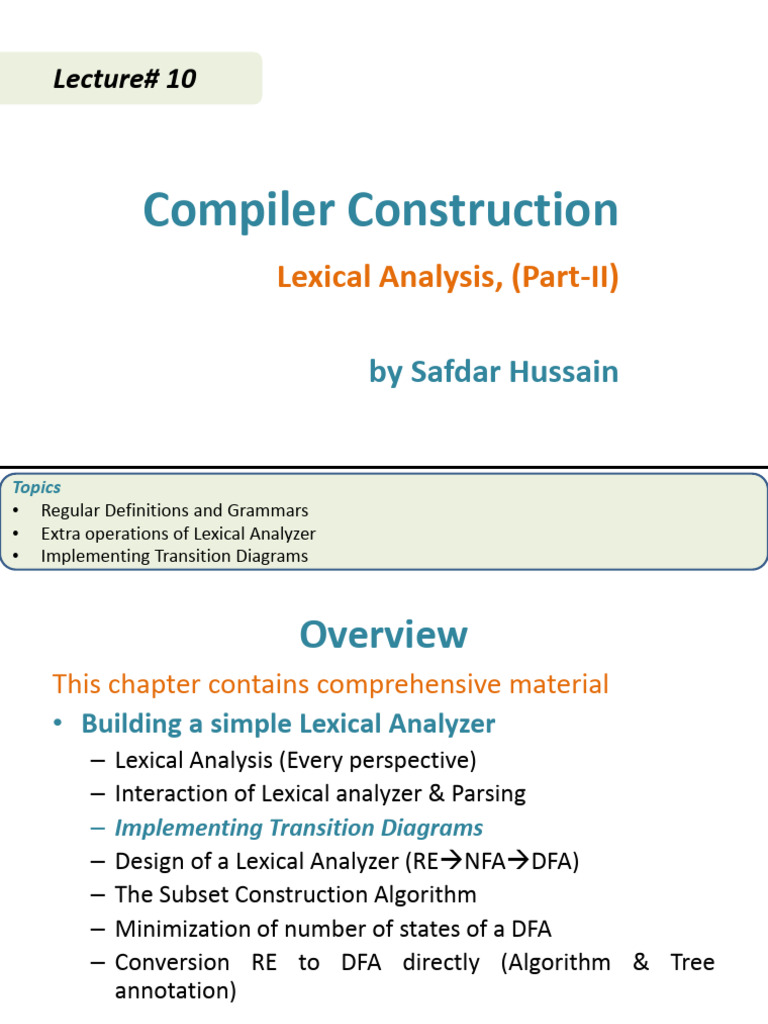 Lecture#10_Chap#3 (Lexical Analysis (Part-II)) | PDF