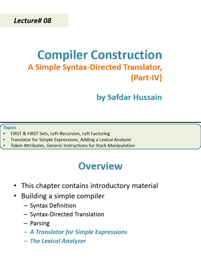 Lecture#8 - Chap#2 (Syntax Directed Translator (Part-IV) ) | PDF