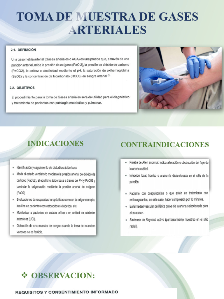 Toma de Muestra de Gases Arteriales | PDF