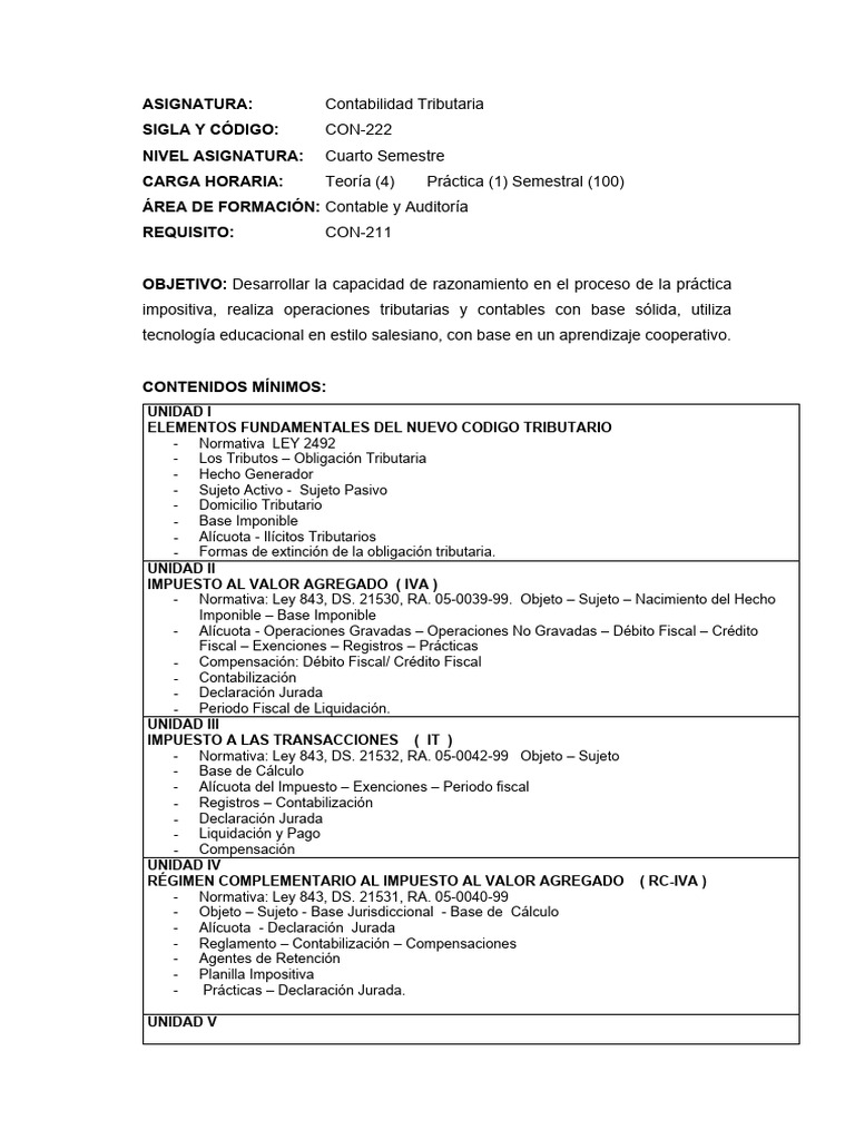 Contenido Contabilidad Tributaria | PDF | Contabilidad | Impuestos