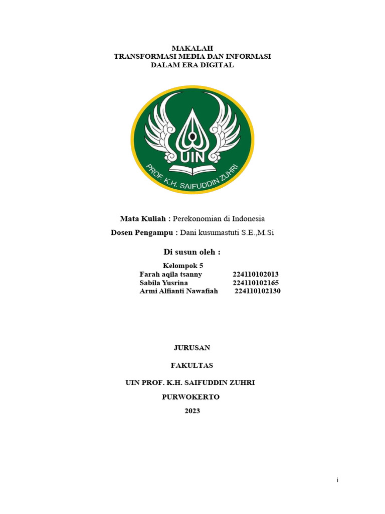 Transformasi Media Dan Informasi Dalam Era Digital | PDF