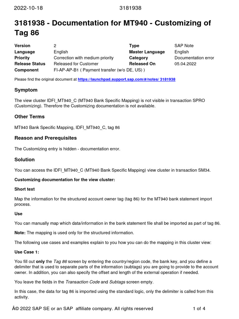 E - 20221018 MT940 Conf | PDF | Information | Software Engineering