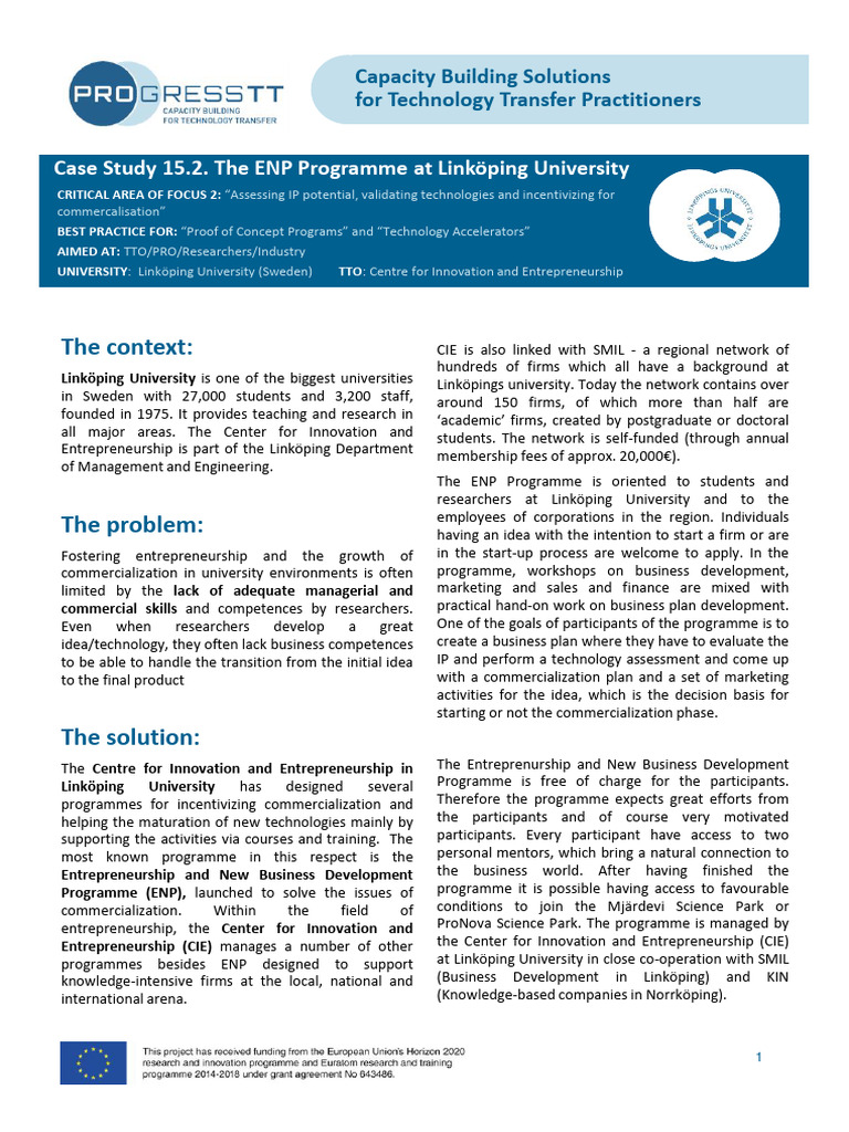 The ENP Programme Linkoping University | PDF | Entrepreneurship ... The ENP Programme Linkoping University | PDF | Entrepreneurship ...