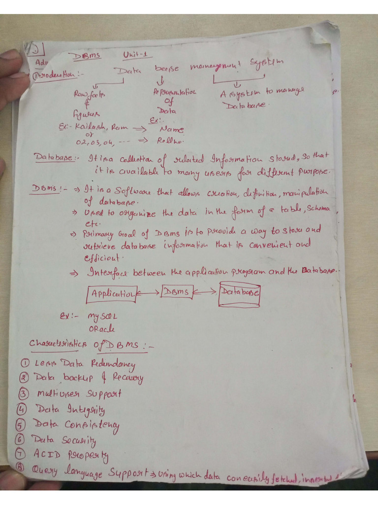 Dbms Unit 1 Notes Pdf 