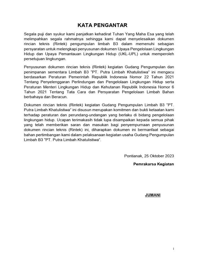 Isi Rintek LB3 PT Putra Limbah Khatulistiwa-1 | PDF