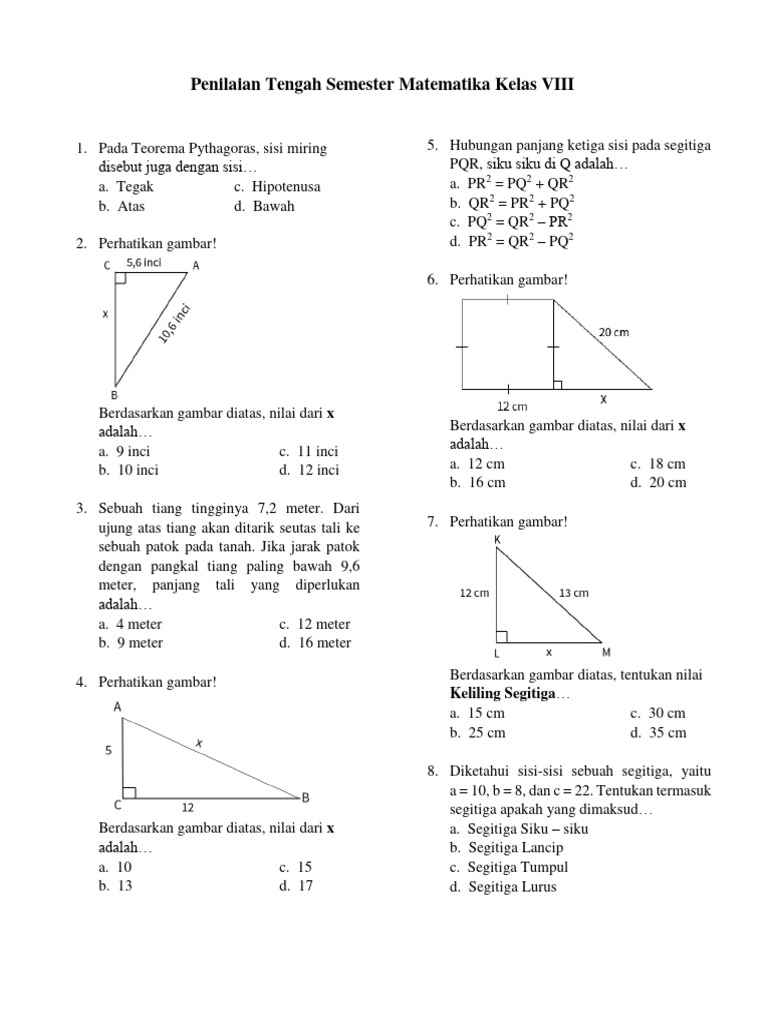 UTS MTK Kelas 8 | PDF