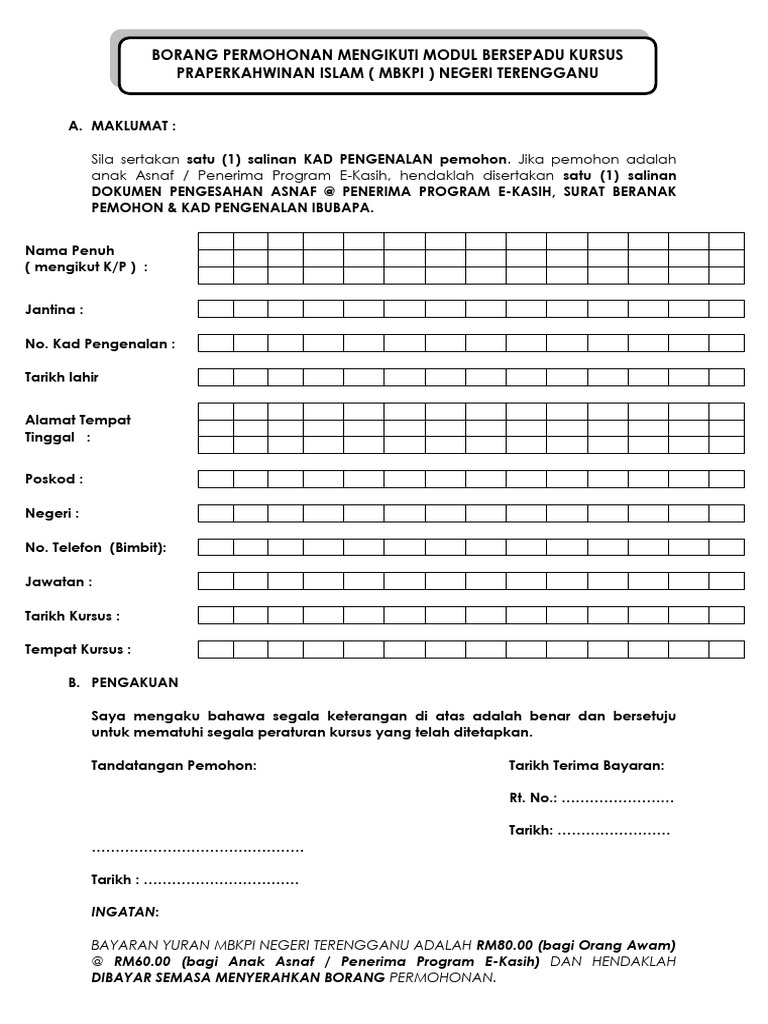 Borang Kursus Pra-Perkahwinan | PDF
