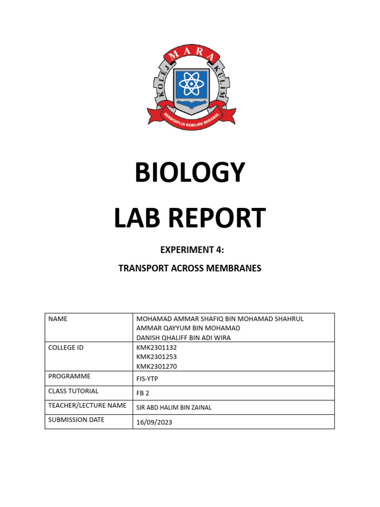 BIOLOGY Experiment 4 | PDF