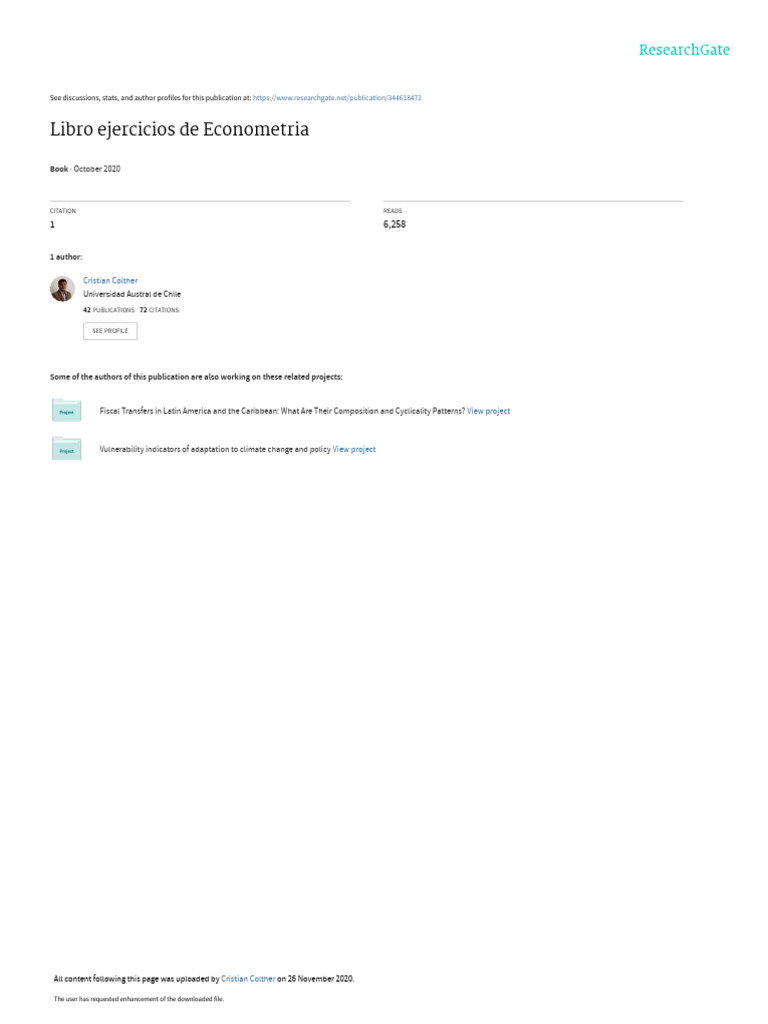 Econometria | Descargar gratis PDF | Regresión lineal | Mínimos cuadrados ordinarios