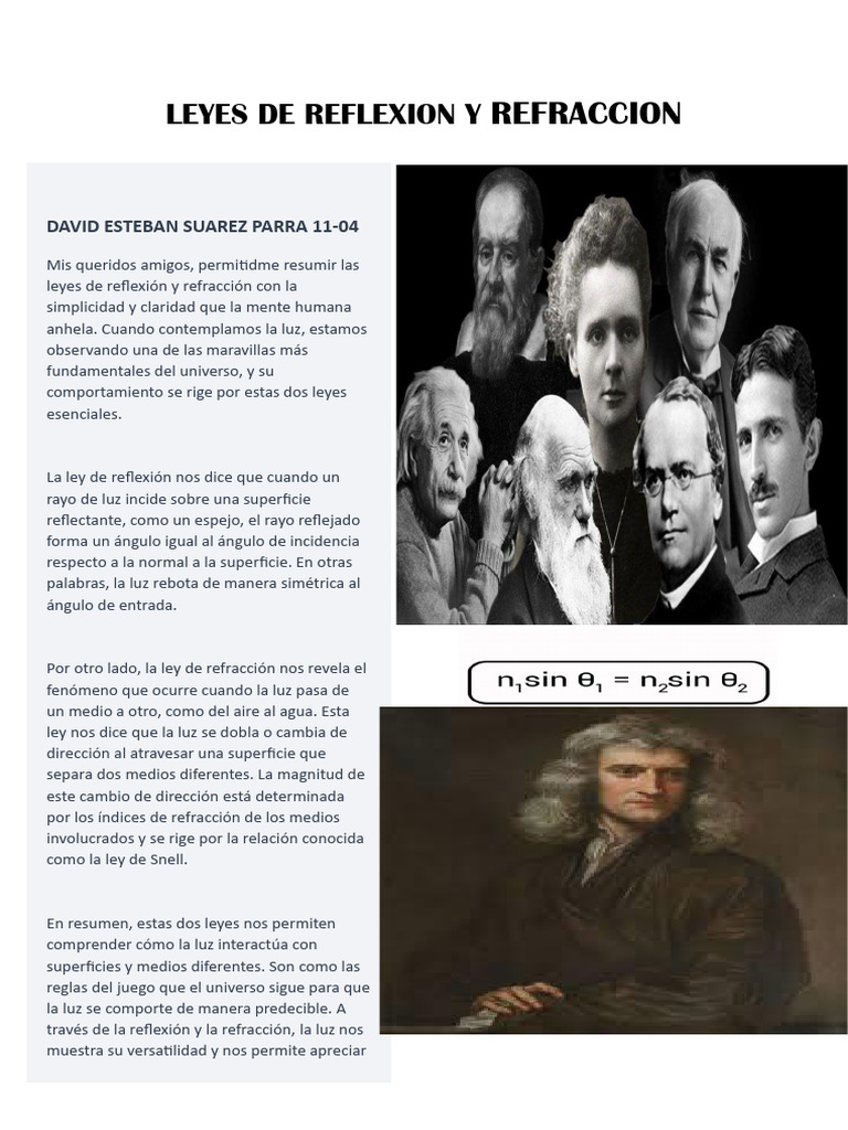 Leyes de Reflexion y Refraccion | PDF