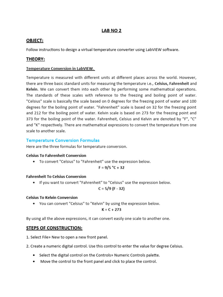 Lab No 2 | PDF | Fahrenheit | Celsius