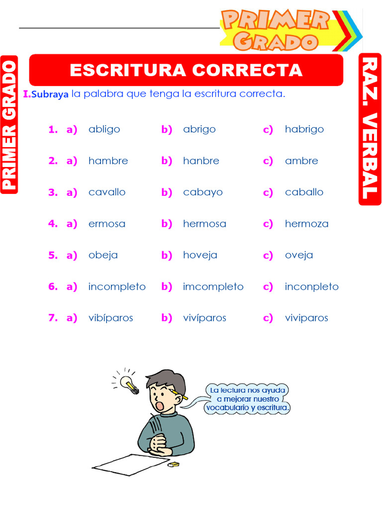Ortografía y Escritura para Primer Grado | PDF