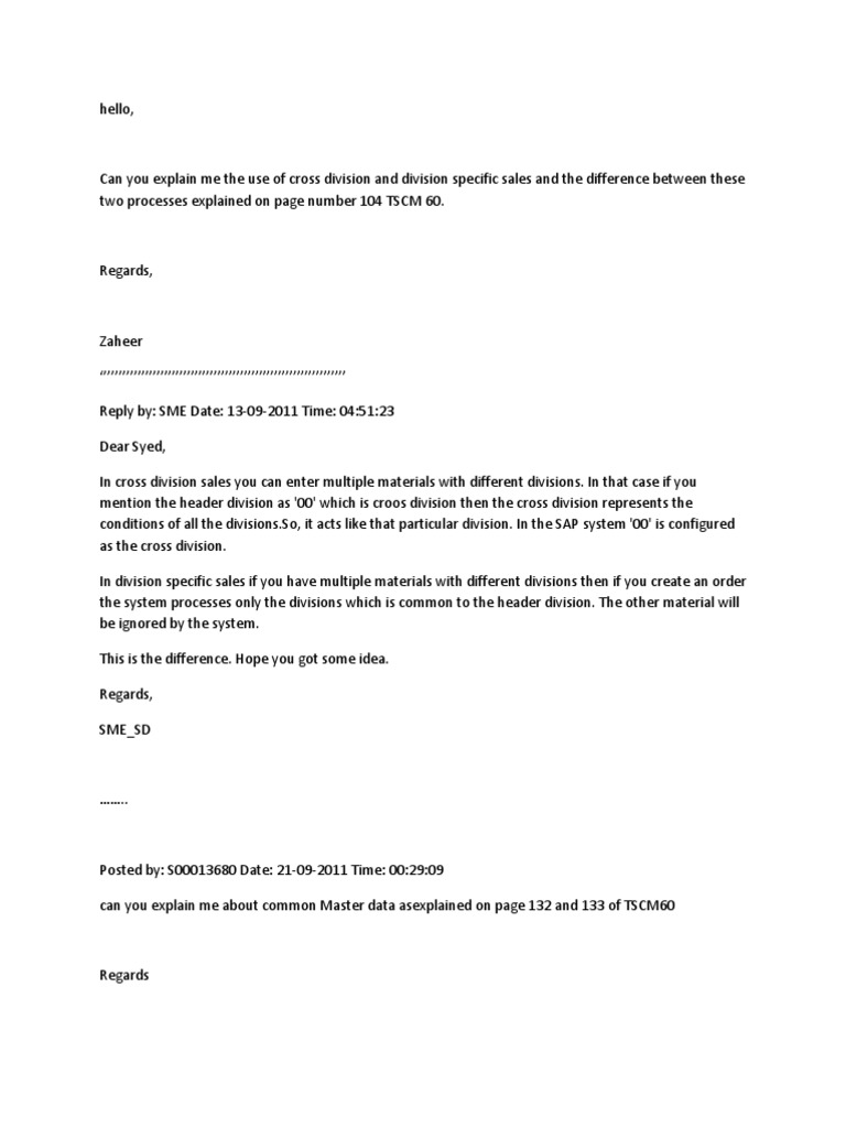 Cross Division vs Division Sales in SAP | PDF | Computing | Business