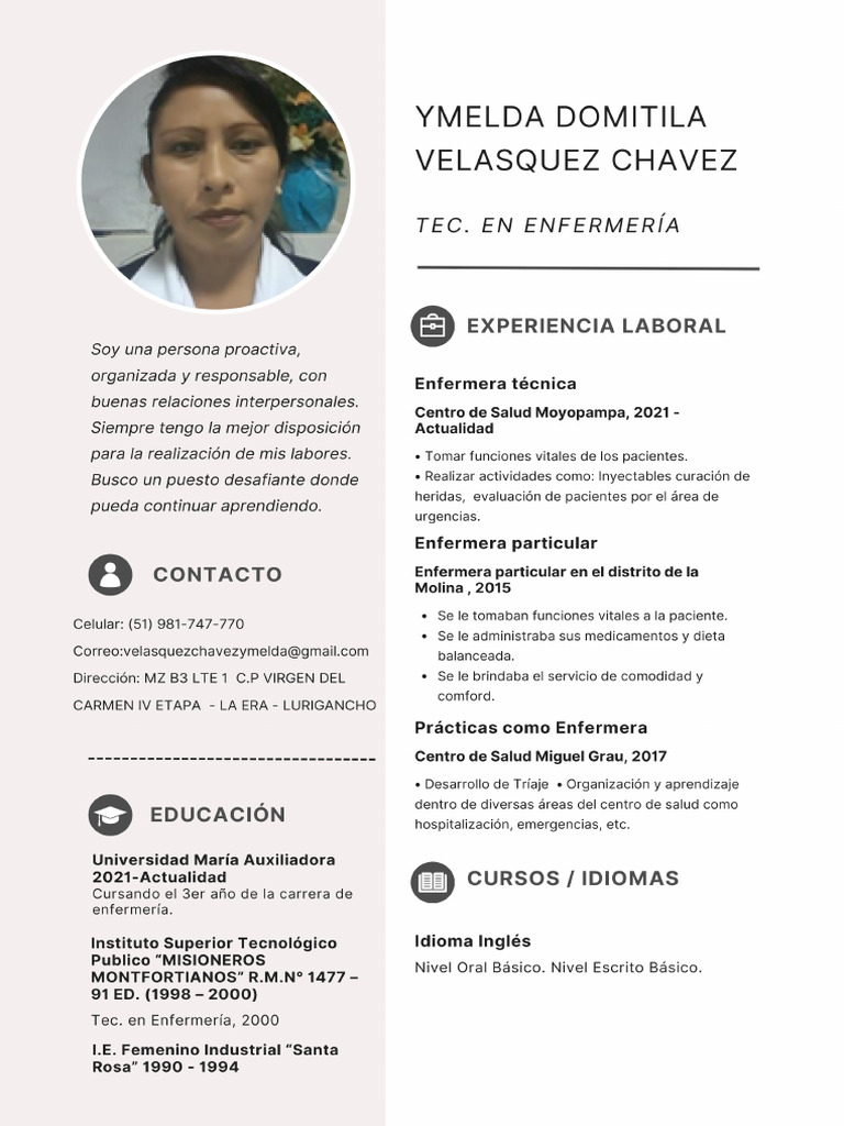 Curriculum Vitae Ymelda Domitila Velasquez Chavez | PDF