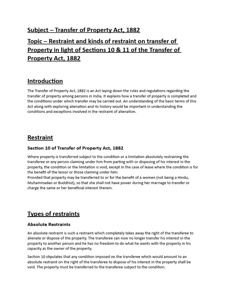 Transfer of Property Act | PDF | Property | Lease
